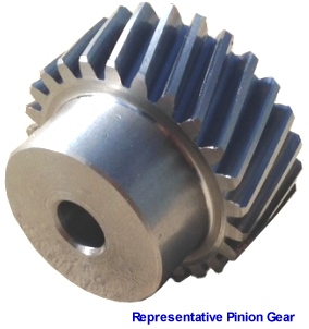 25-tooth milled pinion gear, module 1.5. Use with helical-cut rack ...